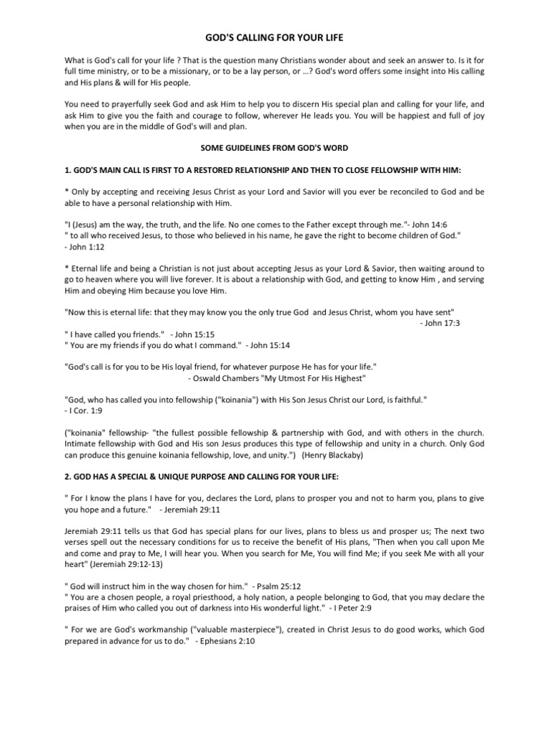 God's Calling | PDF | Spiritual Gift | Eternal Life (Christianity)