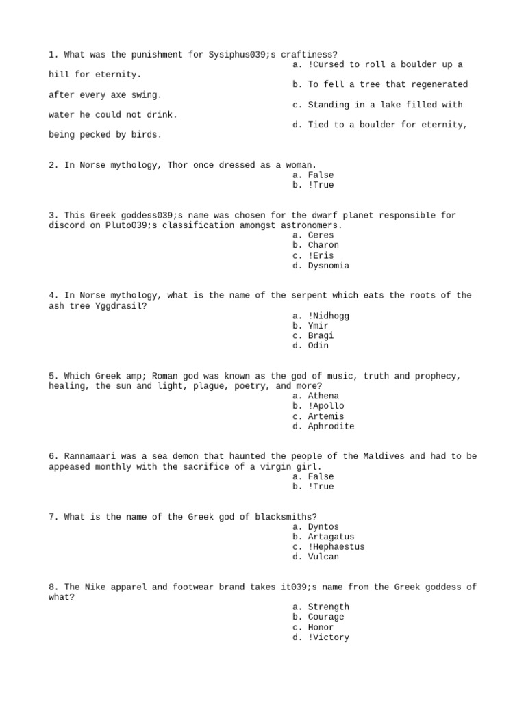 Math 350 Answer Key 2 | PDF | Norse Mythology | Hades