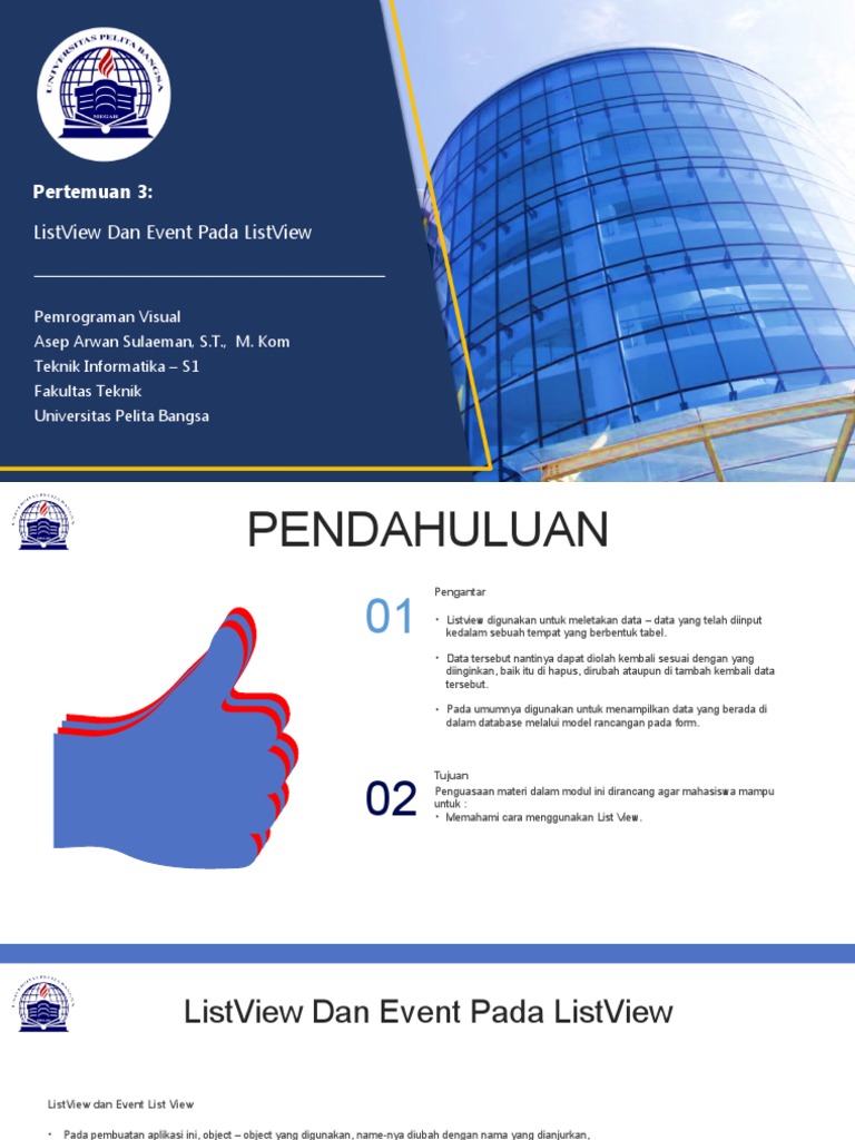 Modul+Kuliah+Pemrograman+Visual+ +3+ +ListView+Dan+Event+Pada+ListView | PDF