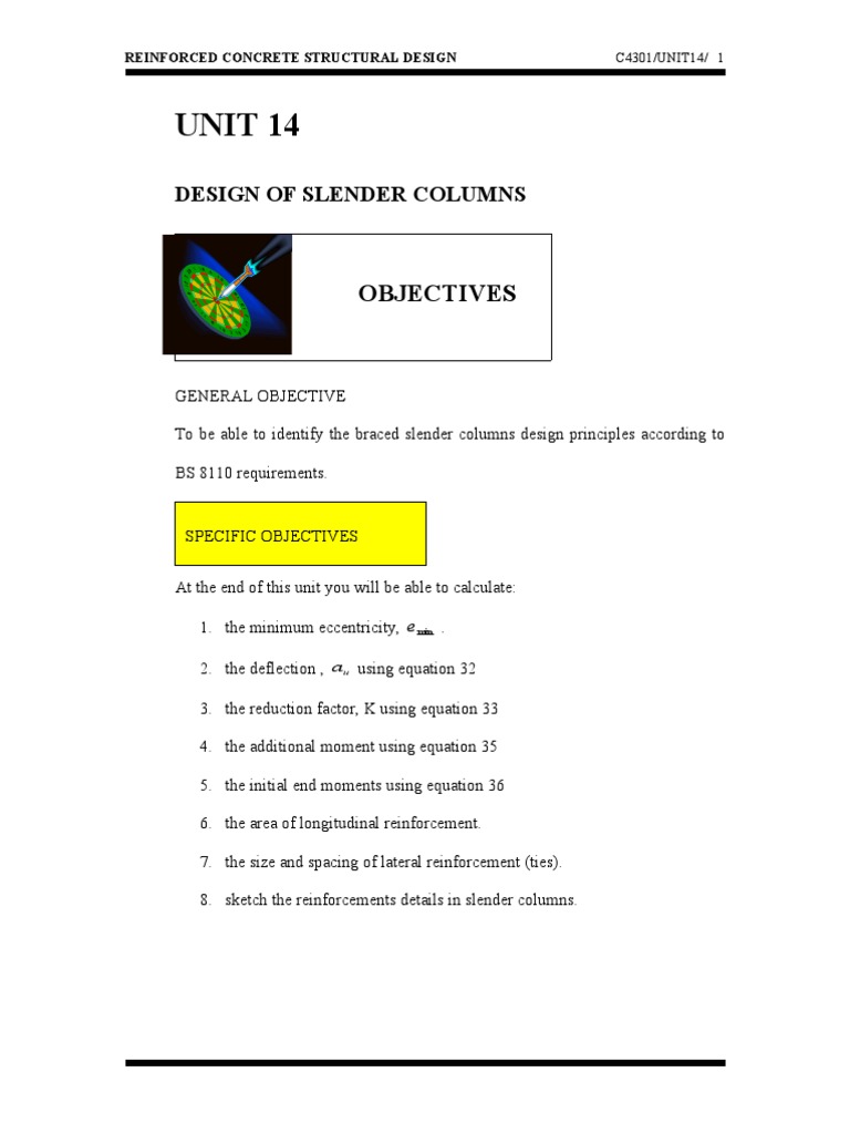 Unit 14 (DESIGN OF SLENDER COLUMNS) | PDF | Column | Structural Engineering