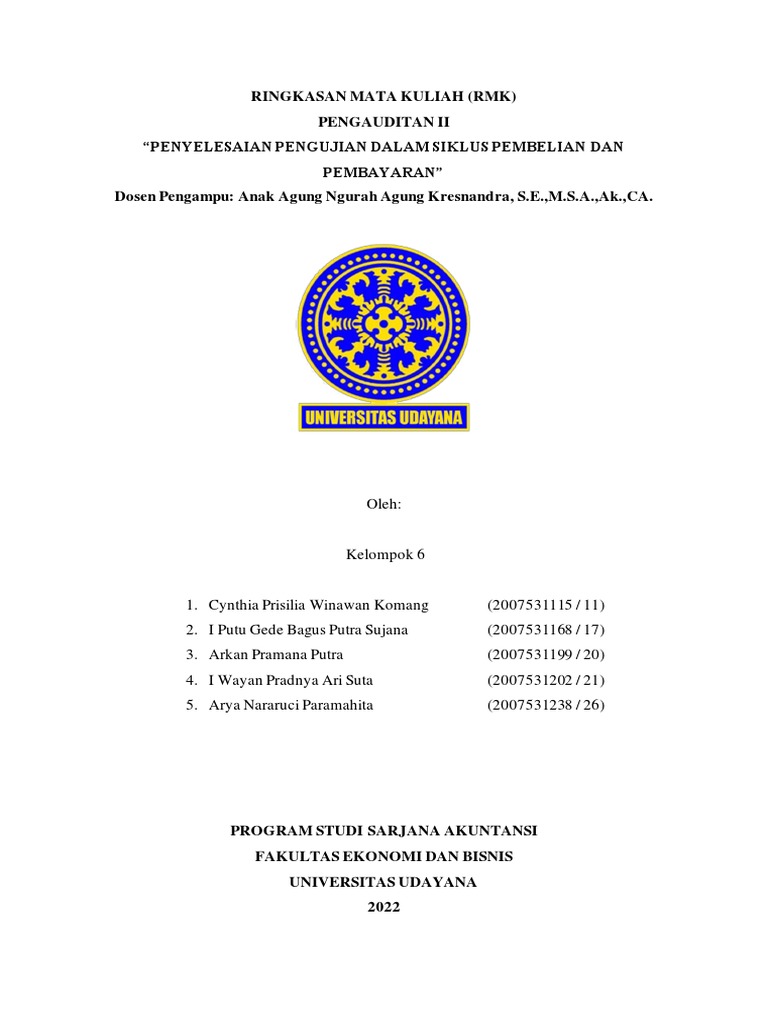 Kelompok 6 - Penyelesaian Pengujian Dalam Siklus Pembelian Dan ...