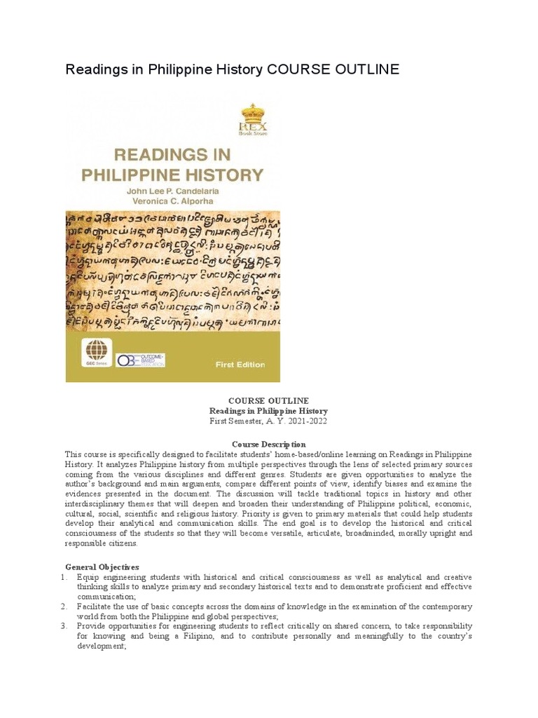 Readings in Philippine History Course Outline | PDF | Primary Sources ...
