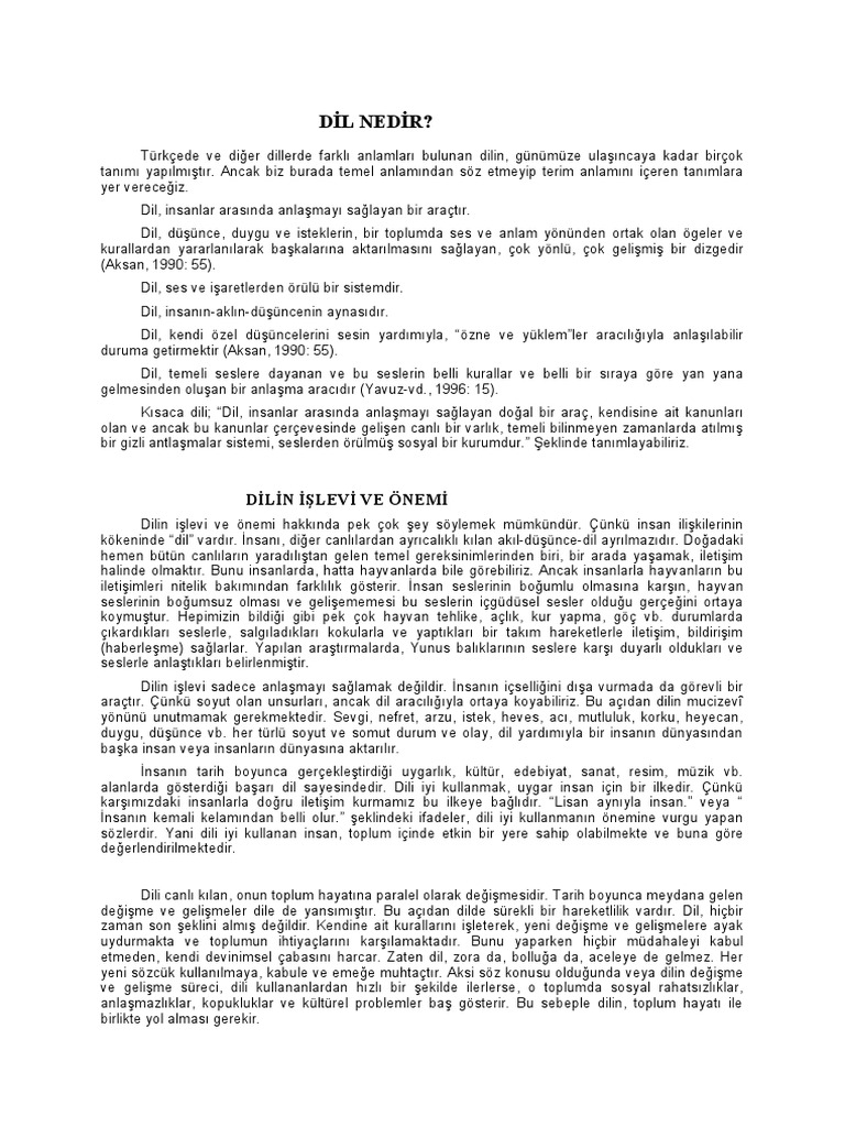 Dil Nedir Dil Türleri | PDF