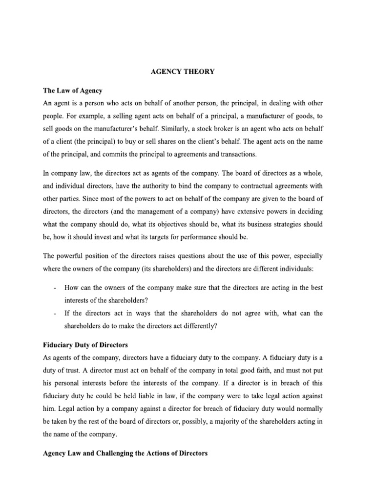 Agency Theory | PDF