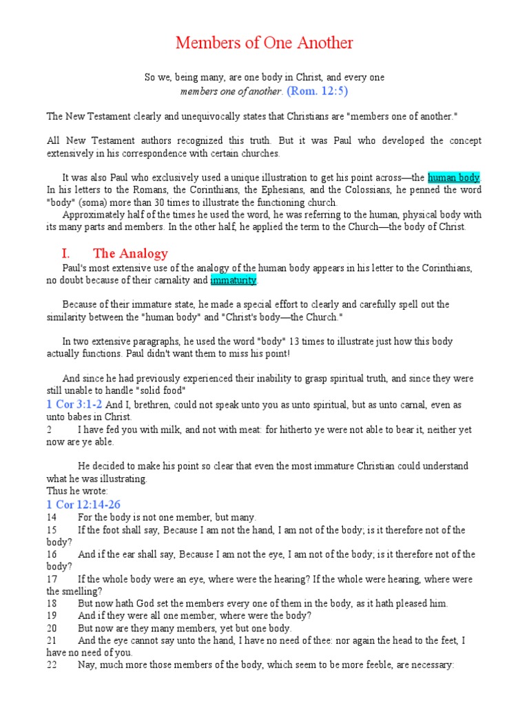 Members of One Another | PDF | Spiritual Gift | Paul The Apostle