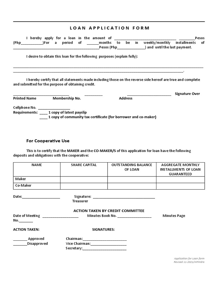 Loan Application Form | PDF | Loans | Interest