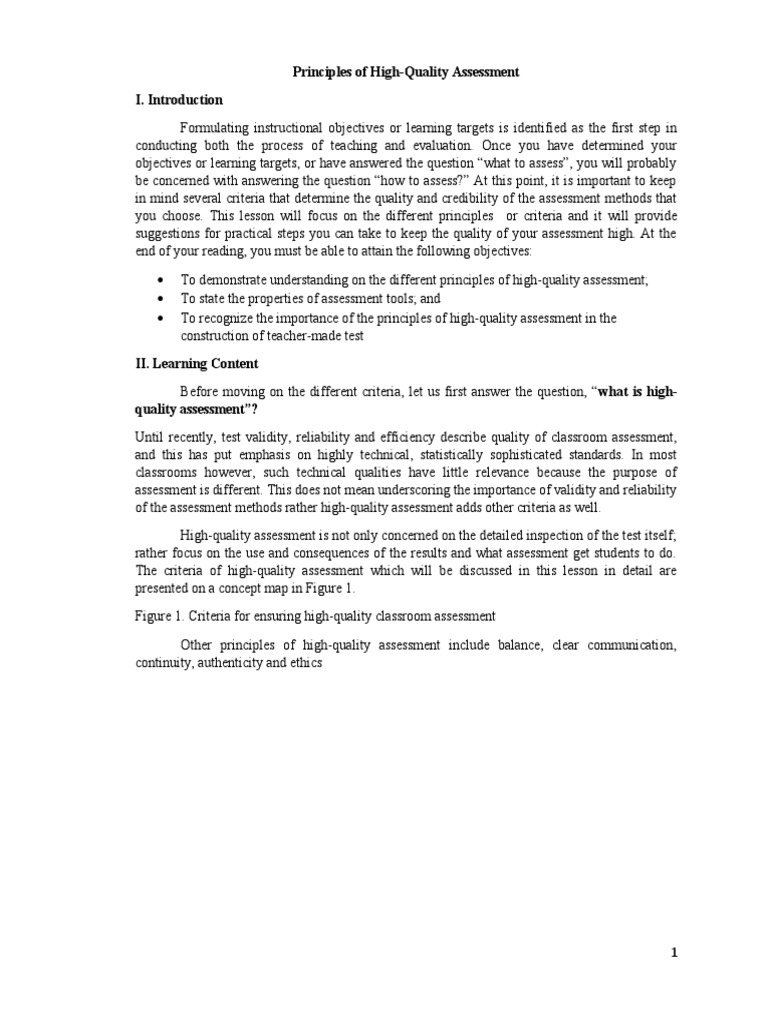 Principles of High-Quality Assessment | PDF | Educational Assessment ...