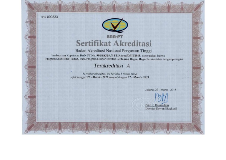 Akreditasi Jurusan Ilmu Tanah IPB | PDF