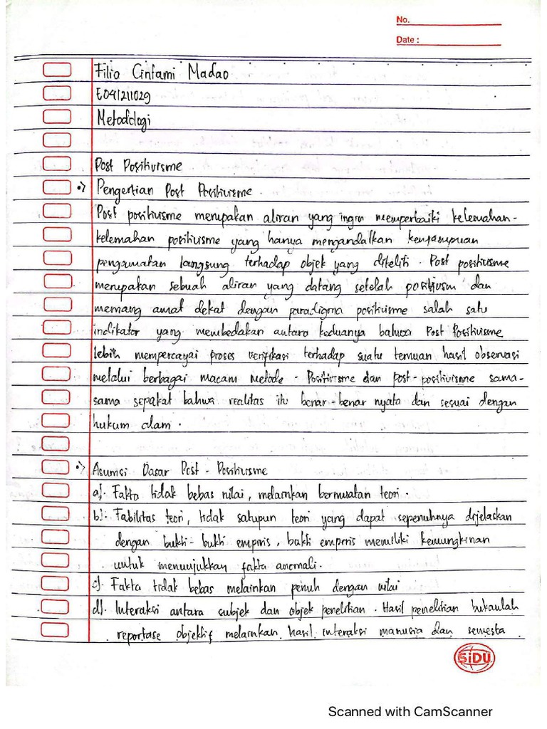 Filia Cintami Madao E041211029 Post-Positivisme | PDF