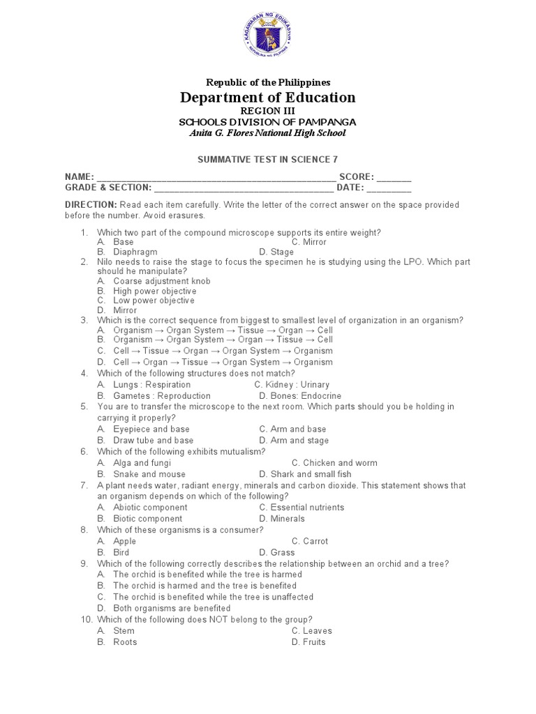 Science Summative Test for Grades 7 & 9 | PDF | Chemical Bond | Ion