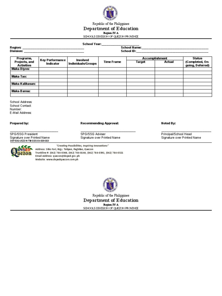 Accomplishment Report Template | PDF