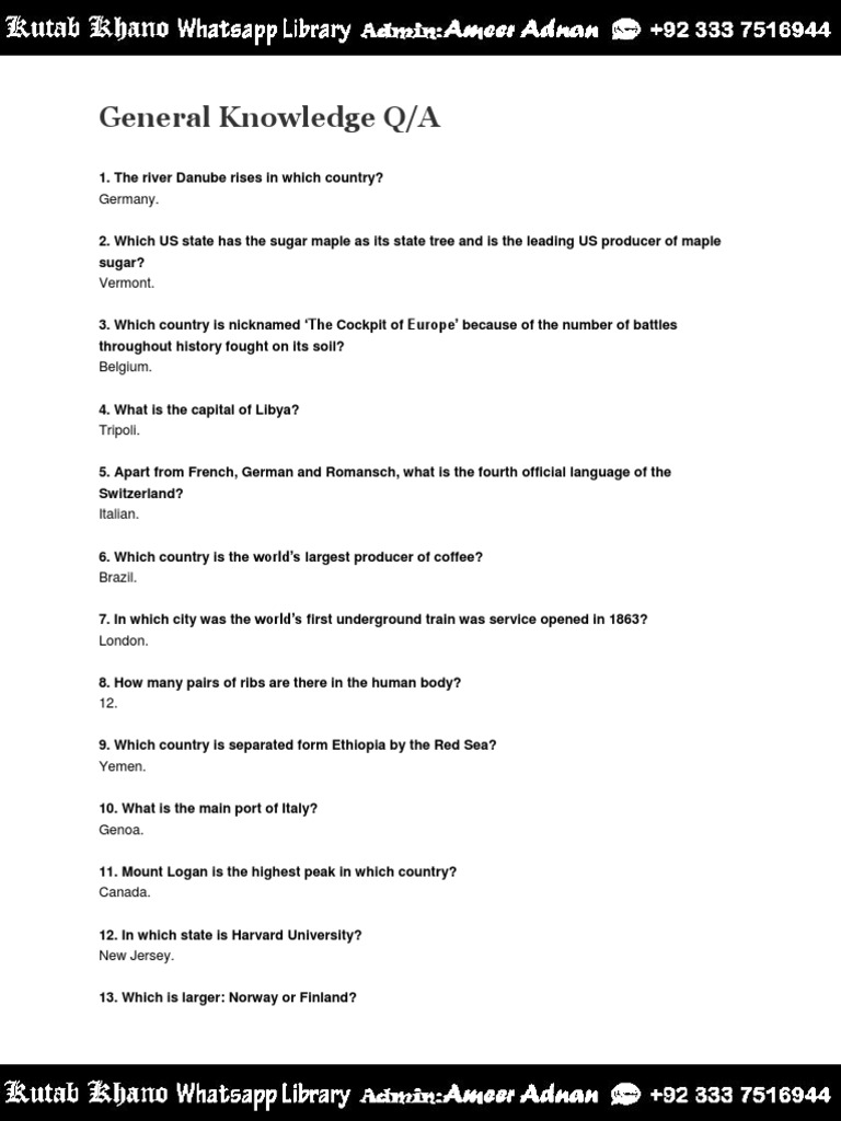 General Knowledge QA-1 | PDF