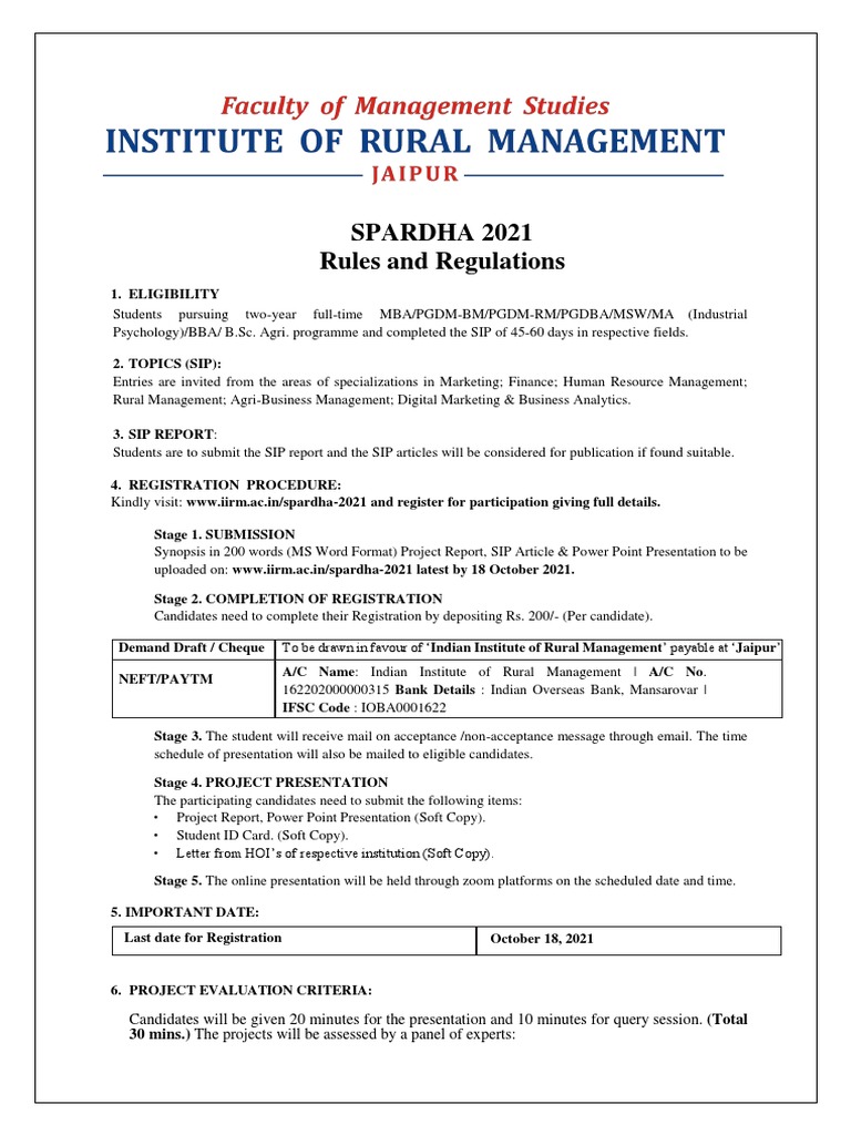 SPARDHA 2021 - Guidelines | PDF