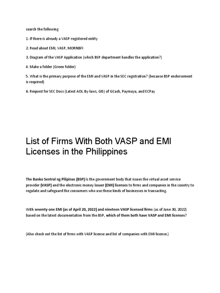 List of Philippine VASP Registered Entities | PDF | Cryptocurrency | Payments
