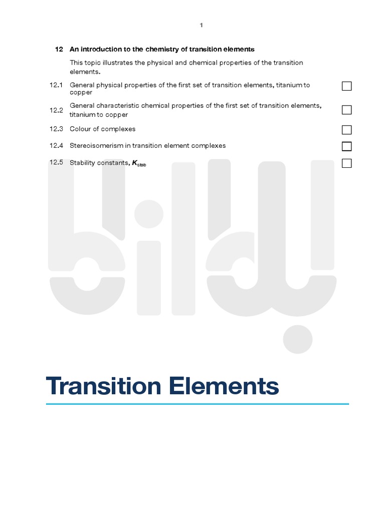 09 Transition Elements Notes 2021 | PDF | Coordination Complex ...