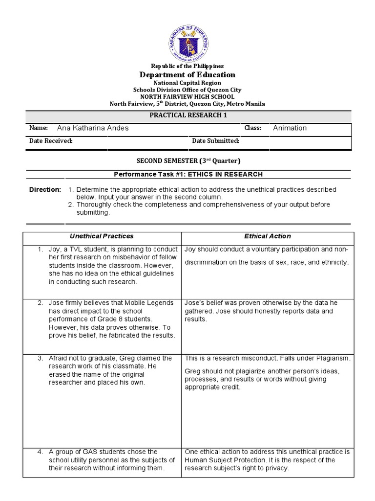 Addressing Unethical Research Practices Through Appropriate Ethical ...