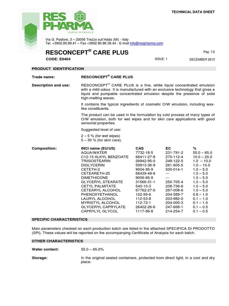 Resconcept Care Plus | PDF | Cosmetics