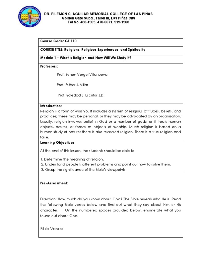 Modules 1 | PDF | Bible | God