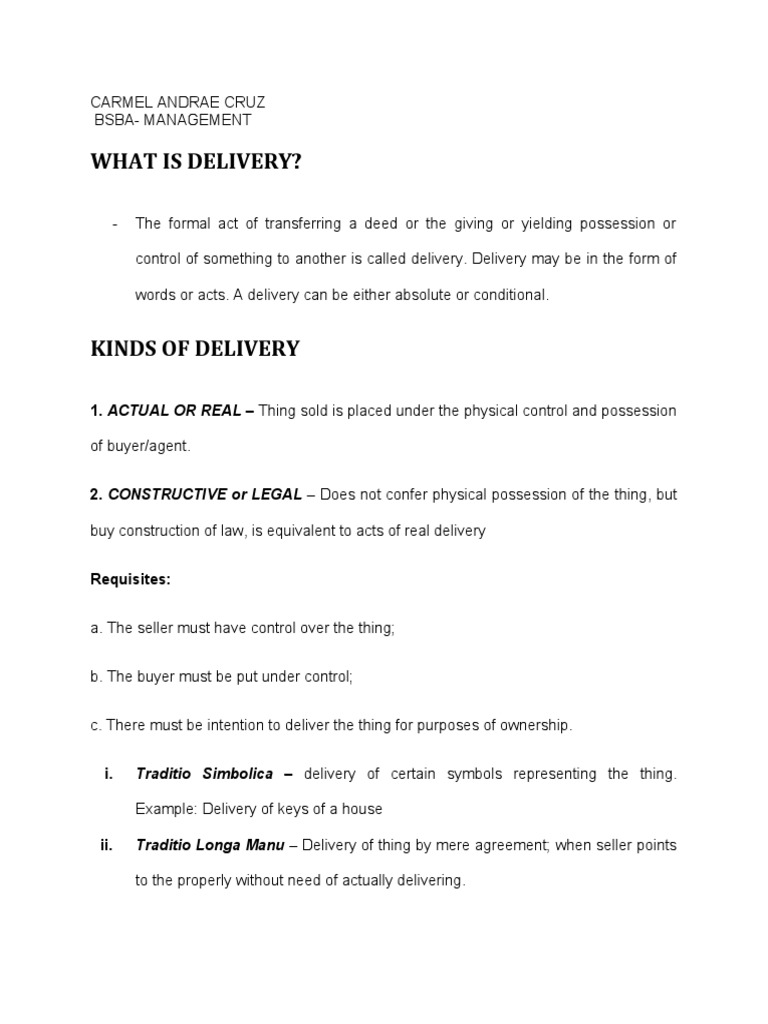 Understanding Types of Delivery | PDF | Law