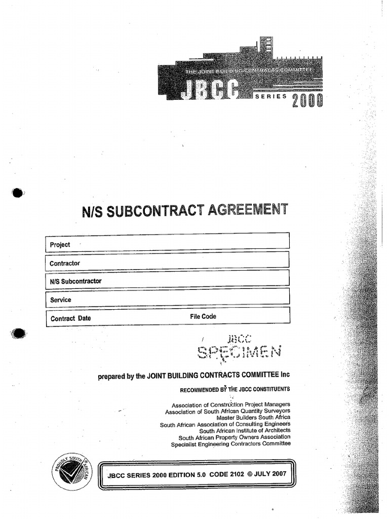 N - S Subcontract Agreement July 2007 | PDF