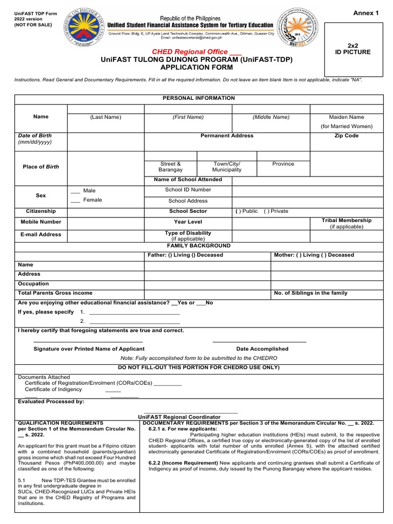 TDP Application Form | PDF