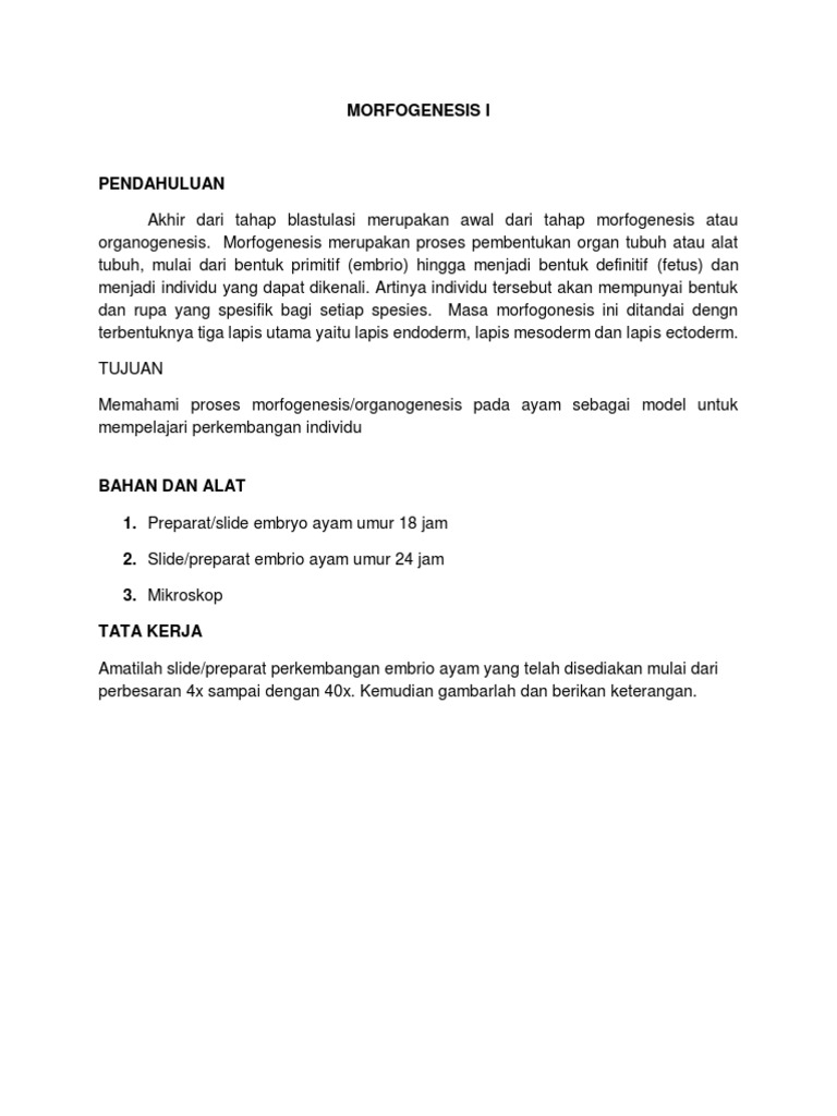 Proses Morfogenesis Embrio Ayam | PDF | Kajian Bahasa Asing | Sains ...