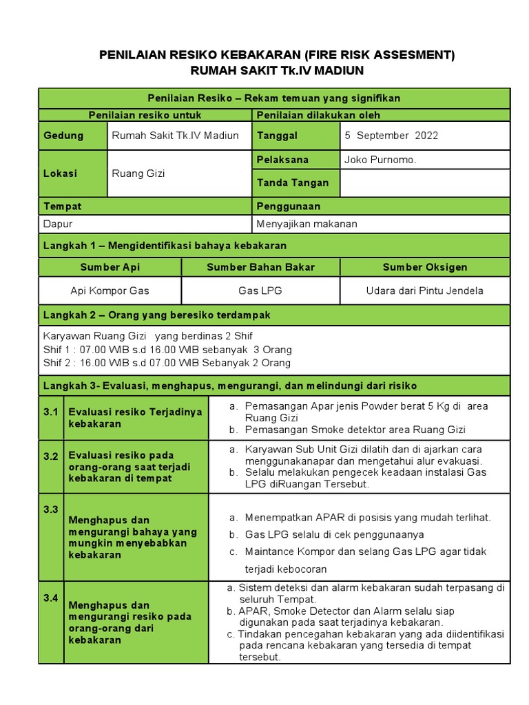 Fsra Penilaian Resiko Proteksi Kebakaran | PDF