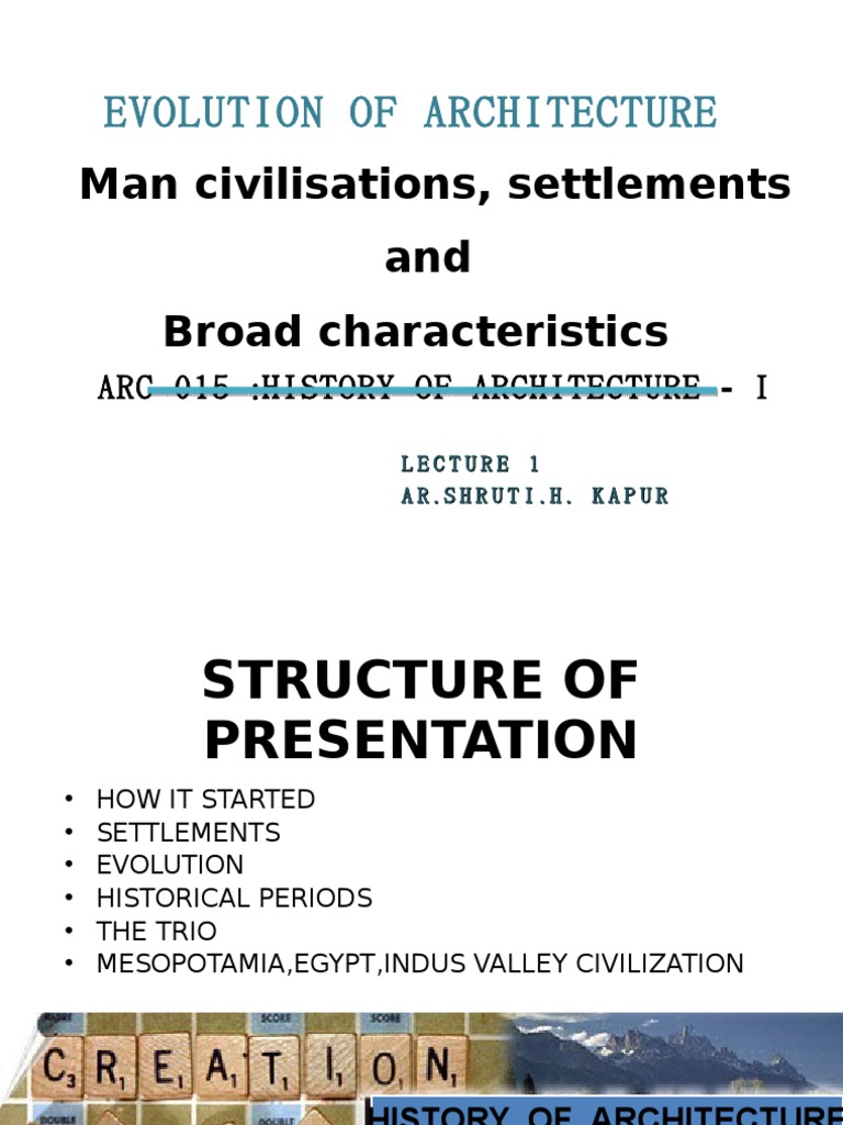 Evolution of Architecture: Man Civilisations, Settlements and Broad ...