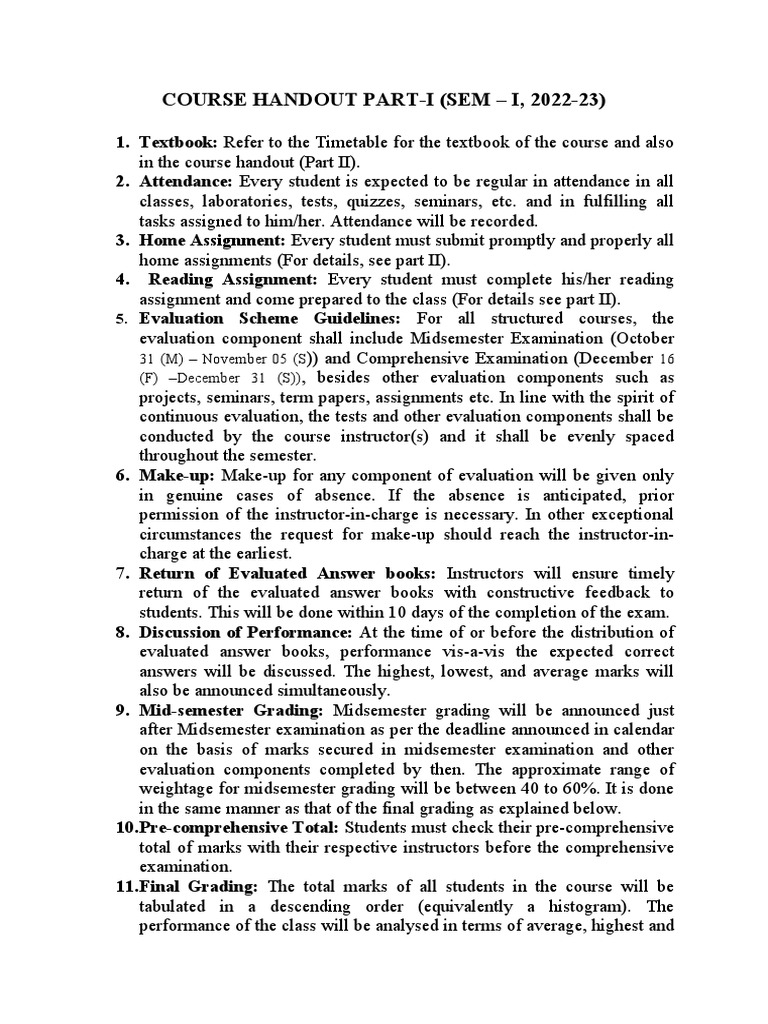 Course Handout Part - 1 | PDF