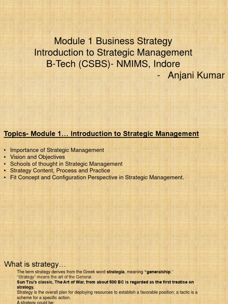 Mod 1 Intro To Str. Mgmt. | PDF | Strategic Management | Strategic Planning