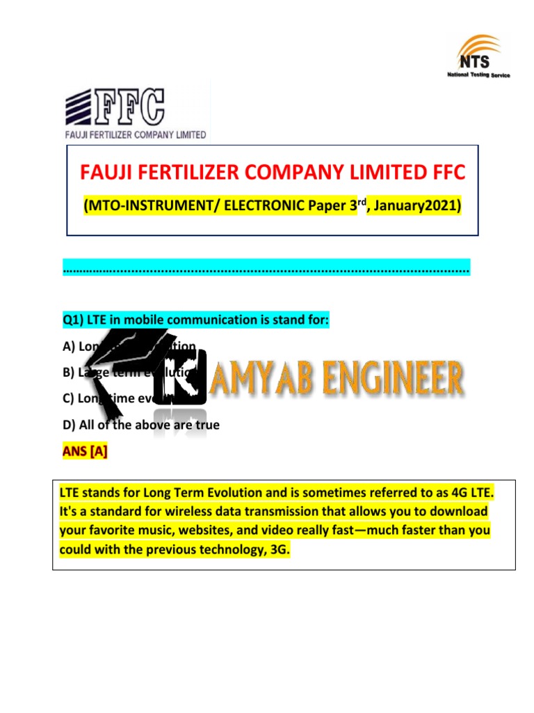 FAUJI FERTILIZER COMPANY LIMITED FFC MTO INSTRUMENT ELECTRONIC Paper ...