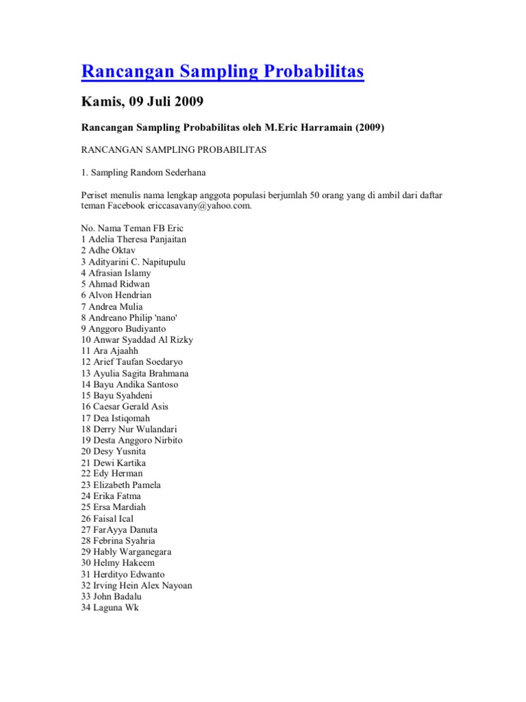 Rancangan Sampling Probabilitas | PDF