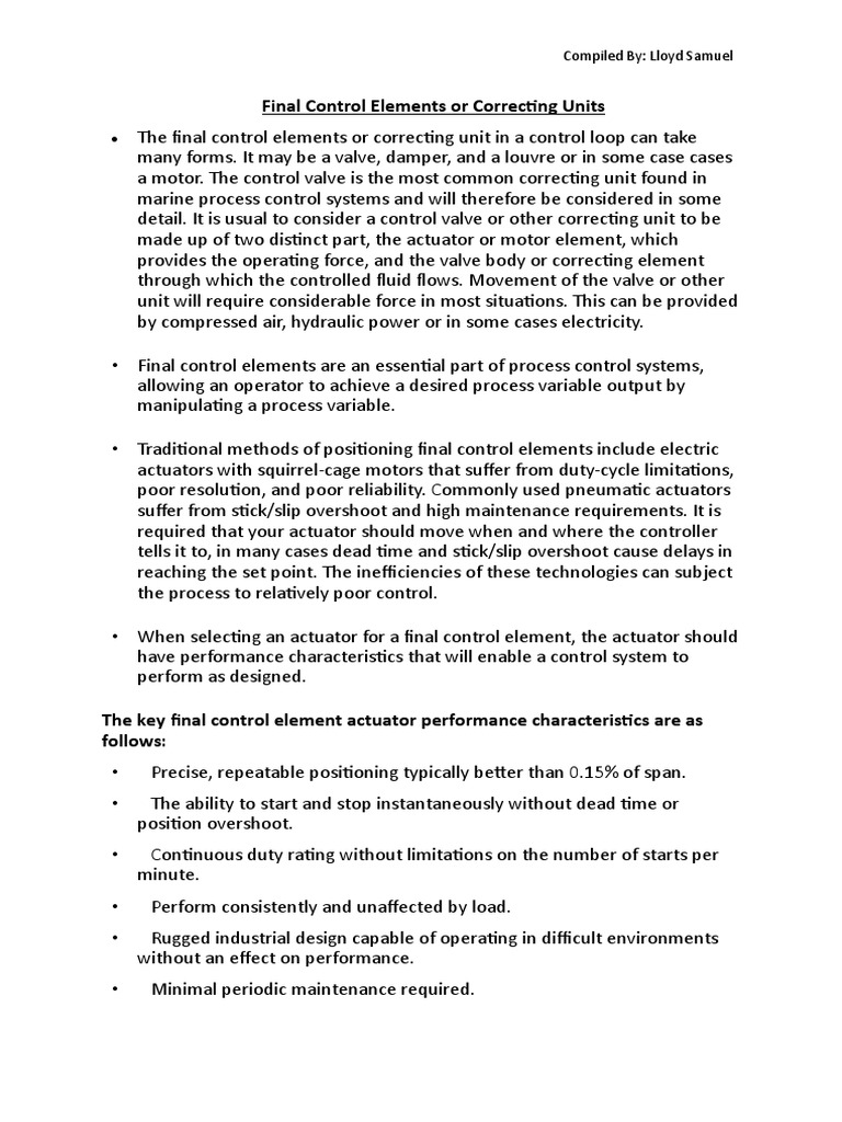 Final Control Element | PDF | Actuator | Valve