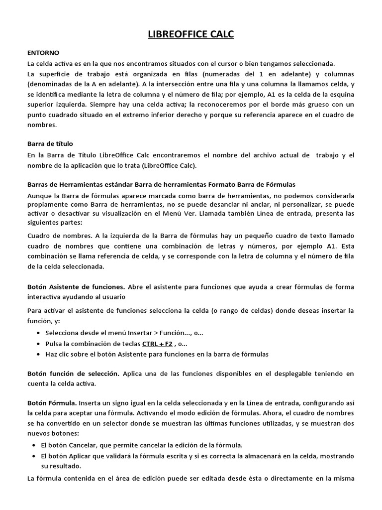 Libreoffice Calc | PDF | Sistema de coordenadas Cartesianas | Hoja de ...