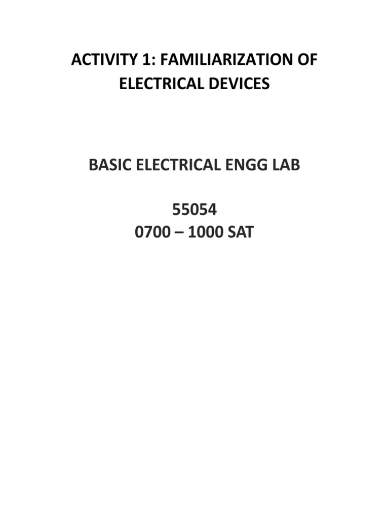 Familiarization of Electrical Devices | PDF | Electrical Connector ...