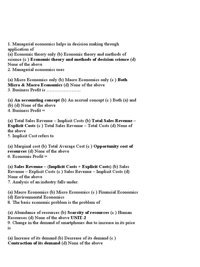 Managerial Economics - MCQs | PDF | Supply And Demand | Price Elasticity Of Demand