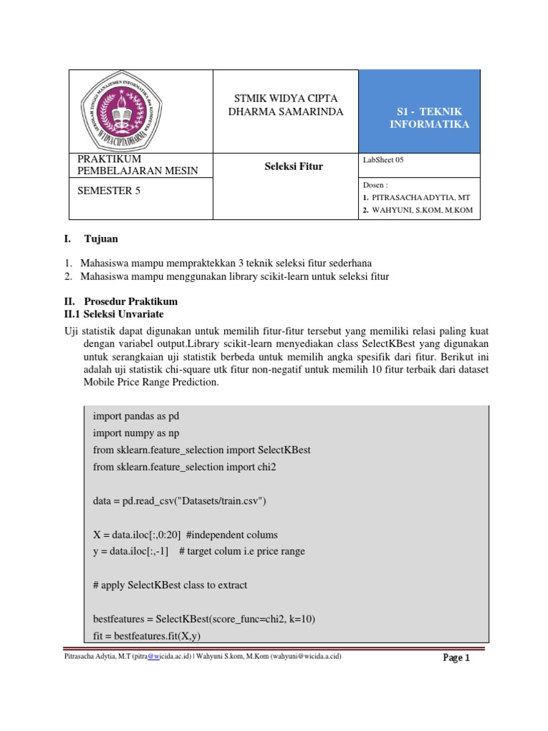 05 Seleksi Fitur | PDF | Teknologi & Rekayasa