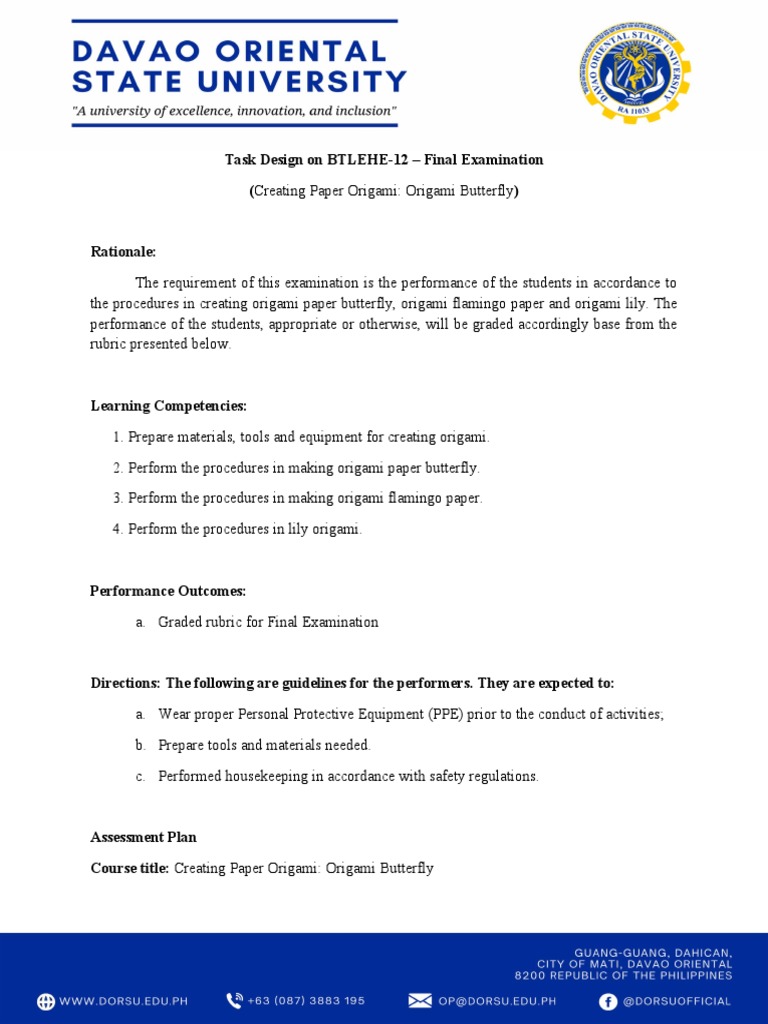 Origami Exam for Students | PDF | Origami | Test (Assessment)