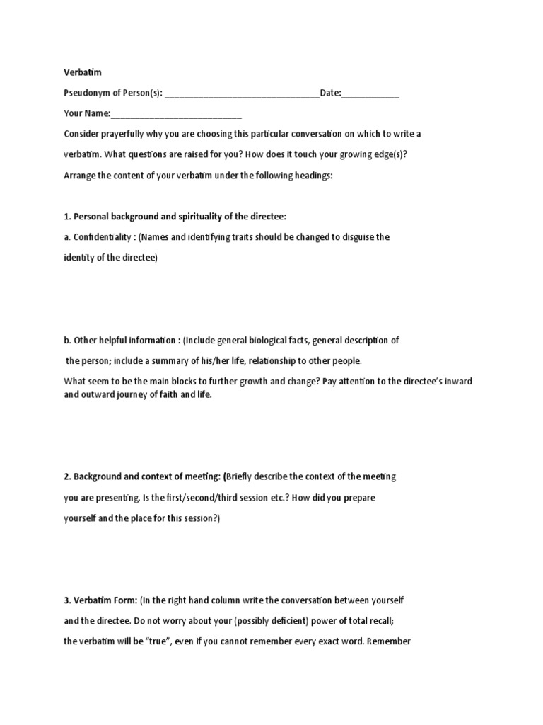 Verbatim Template | PDF