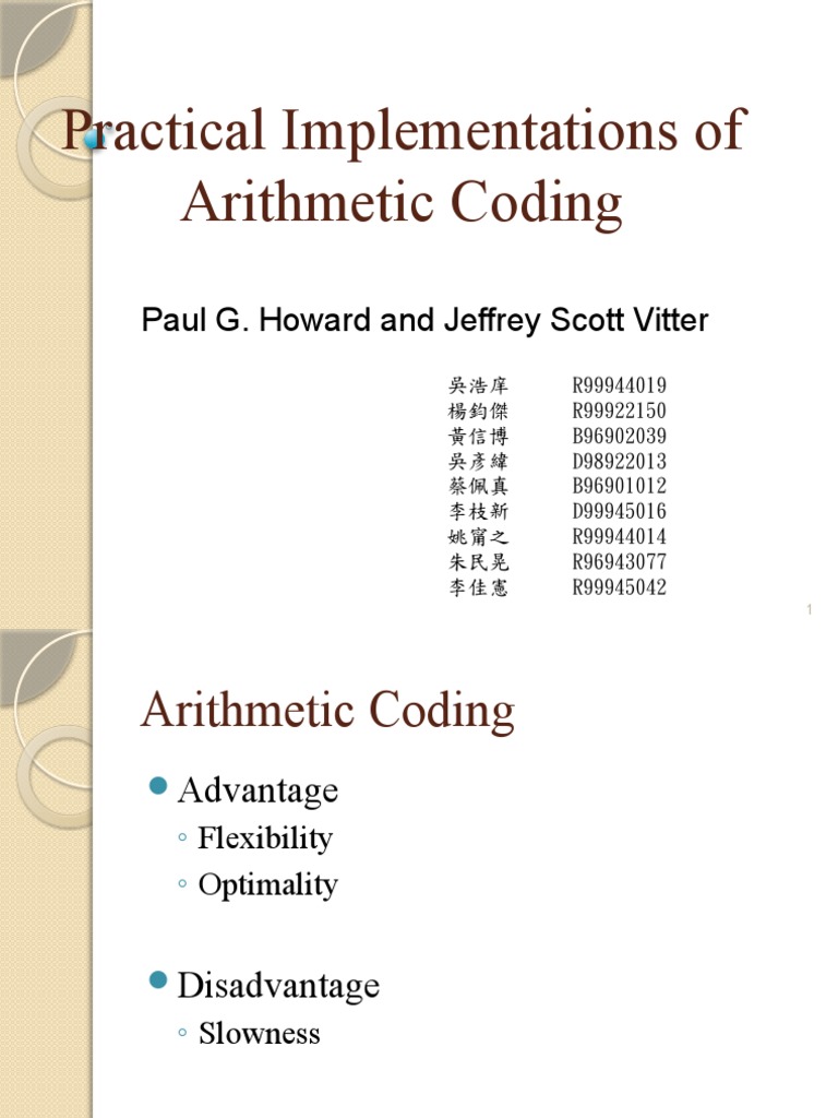 Practical Implementations Of Arithmetic Coding Pdf Integer Computer Science Interval