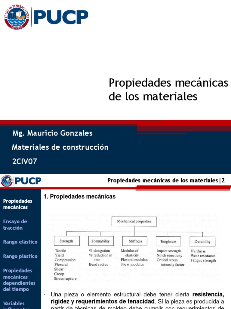 Propiedades Mecánicas de Los Materiales MGP 2021-2 | PDF | Elasticidad (Física) | Resistencia a ...