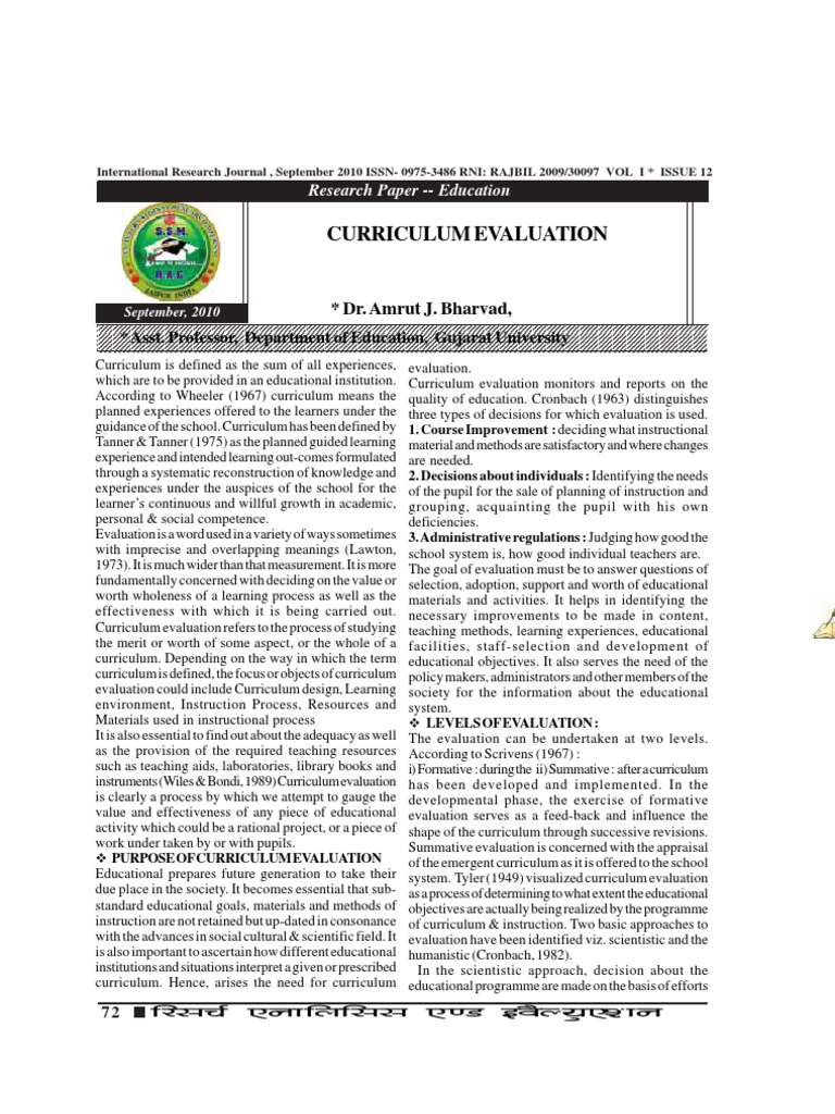 1c8882d306181f62401a4ff18fc6bfd6 | PDF | Curriculum | Program Evaluation