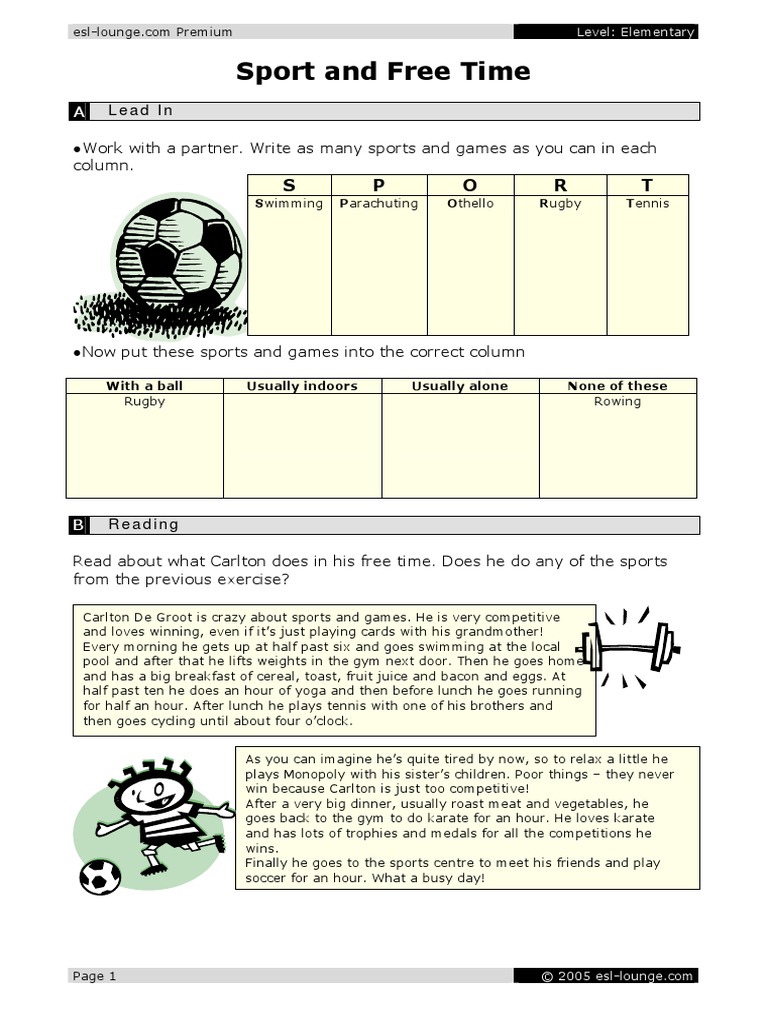 1v4 Sport and Free Time Uk | PDF | Question | Linguistics