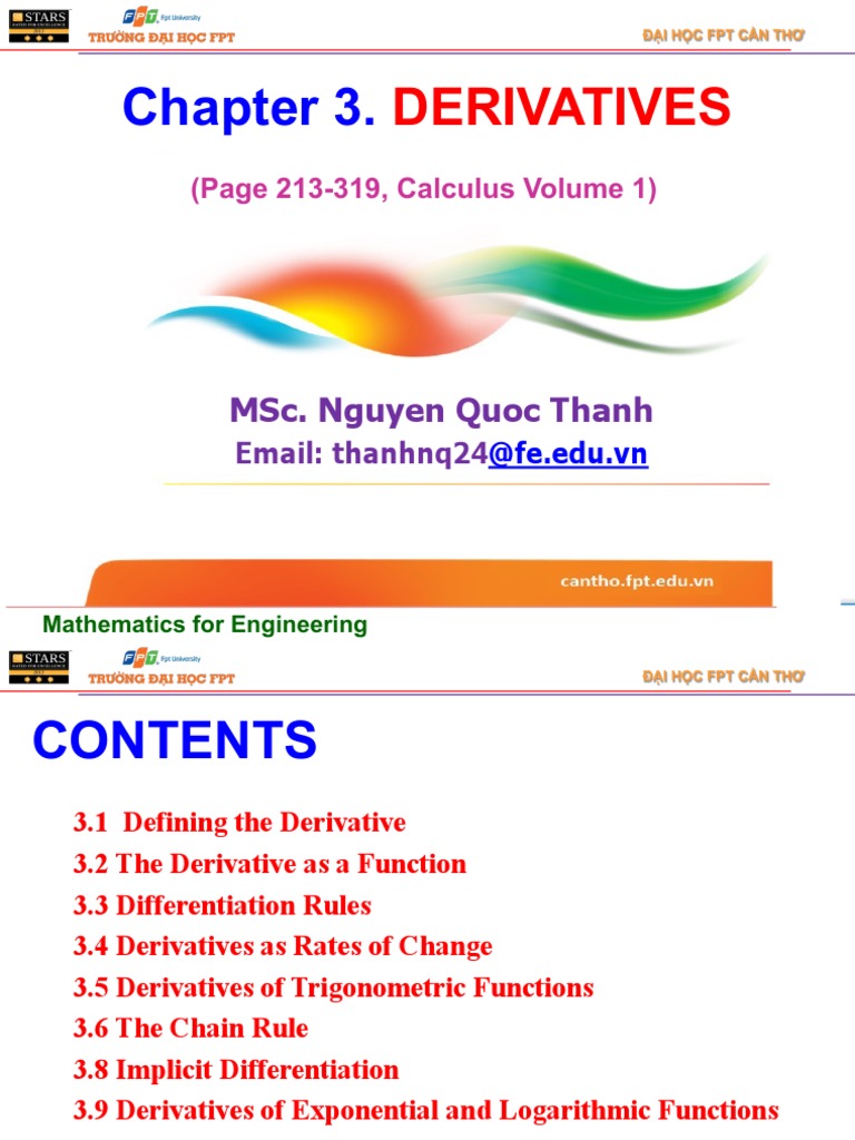 MAE101 CAL V1 Chapter 3 Derivatives | PDF | Derivative | Tangent