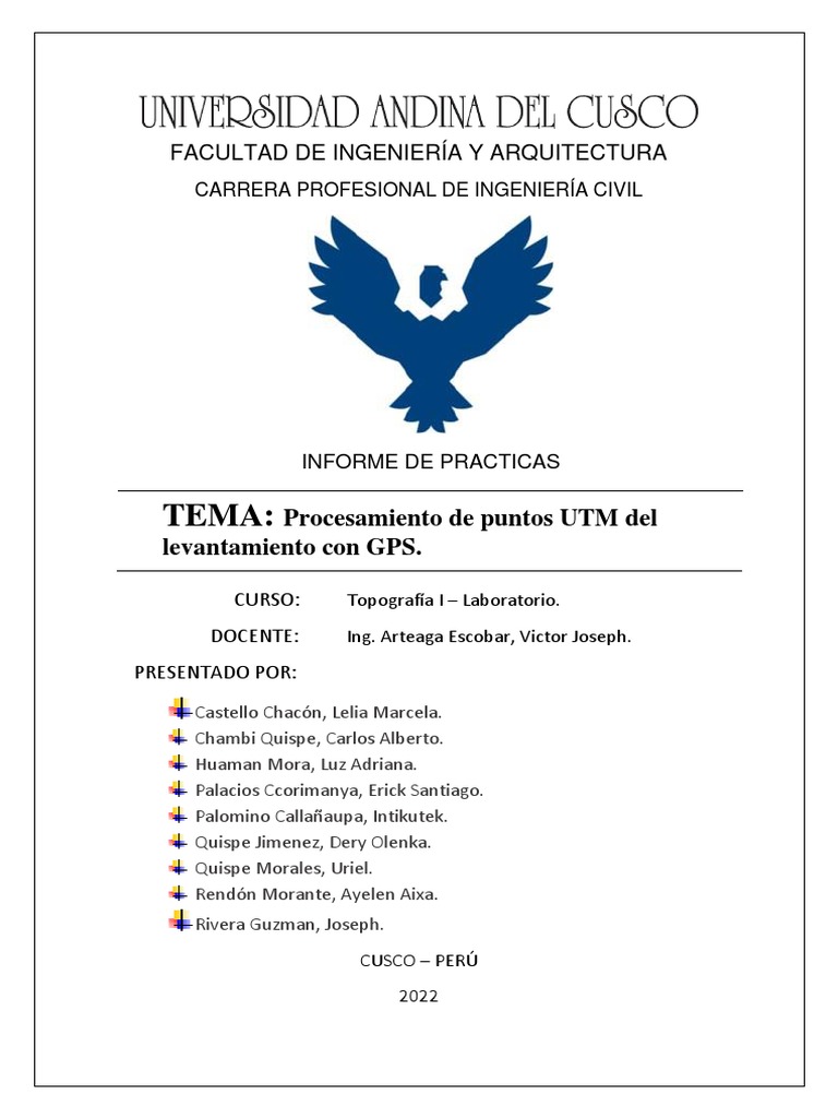 Procesamiento de Puntos UTM Del Levantamiento Con GPS. | PDF | Topografía | Sistema de ...