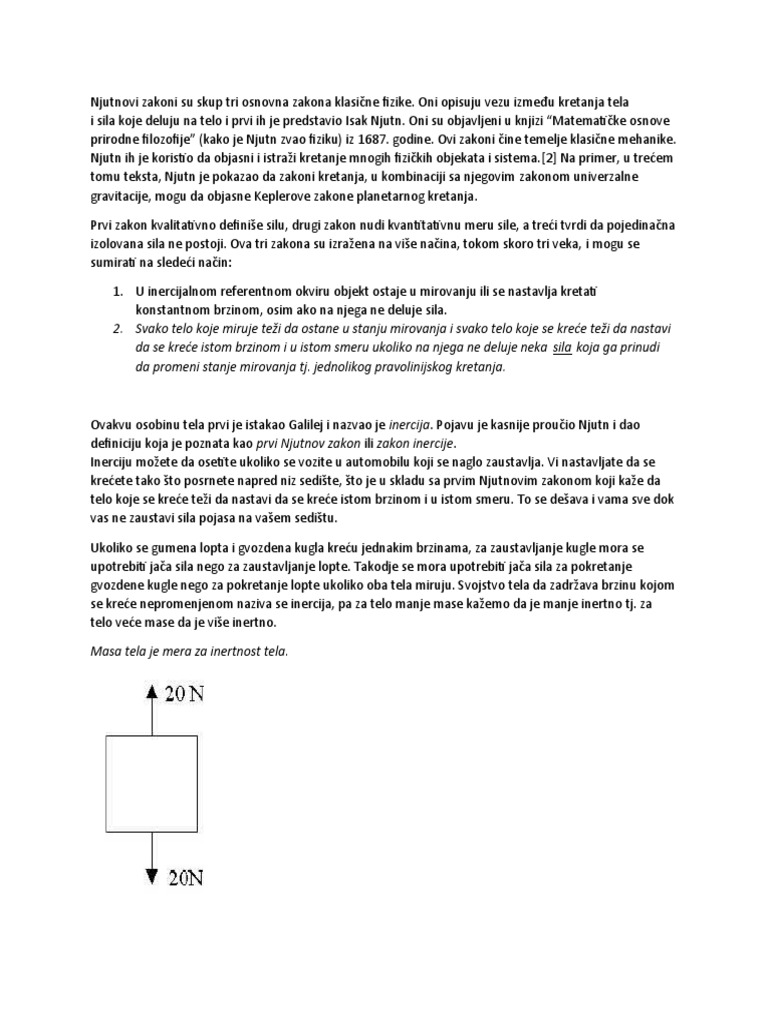 Prvi Njutnov Zakon | PDF