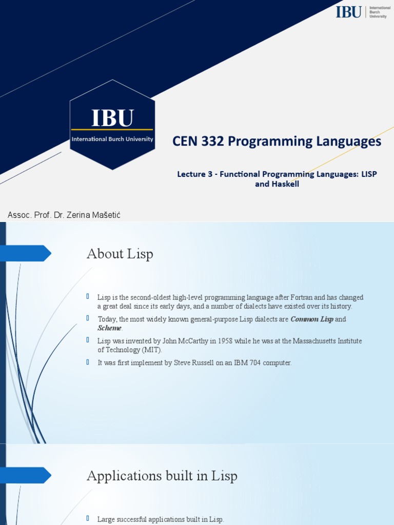Lecture 3 - FPL - LISP and Haskell | PDF | Boolean Data Type | Programming