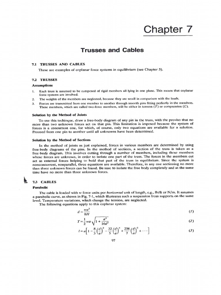 Trusses and Cables Chapter 7 | PDF
