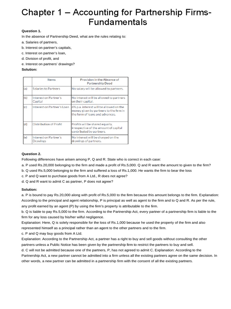 Chapter 1 - Accounting For Partnership Firms - Fundamentals - Volume I ...