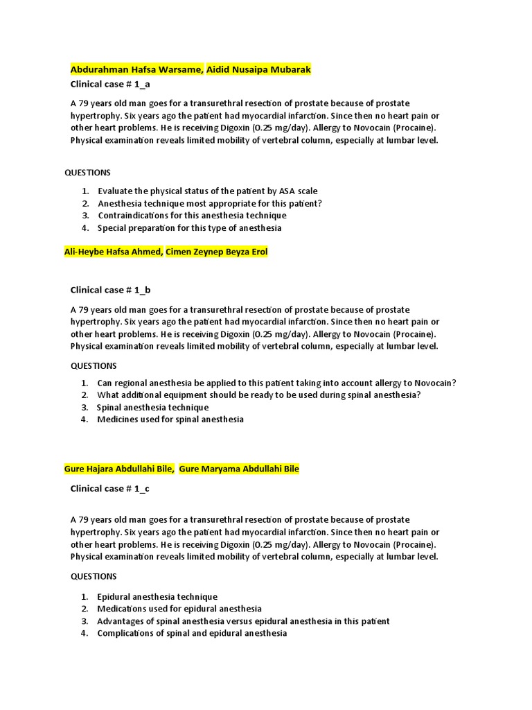 Clinical Cases Anesth GR 67-15505 | PDF | Anesthesia | Surgery